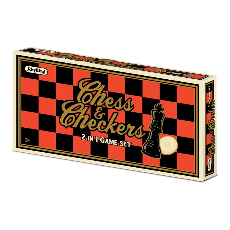 Chess & Checkers Set by Schylling - 2-in-1 Classic Strategy Board Game ...