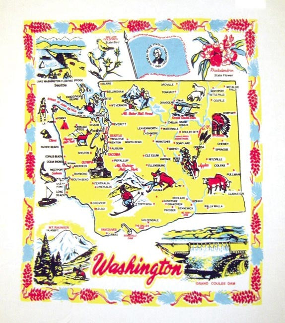 Washington State Souvenir Cotton Dish Towel #WA01 — Jack's Country Store