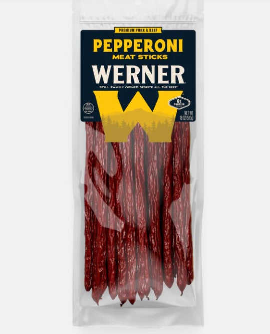 Werner Pepperoni Beef Sticks 12" 20 Count - Natural Wood Smoked ...